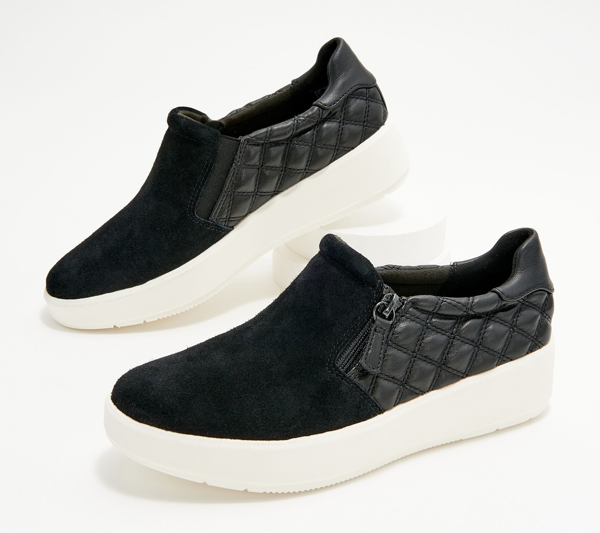 Clarks Collection Quilted Slip-On Sneakers Layton Step (Black 10 Wide ...